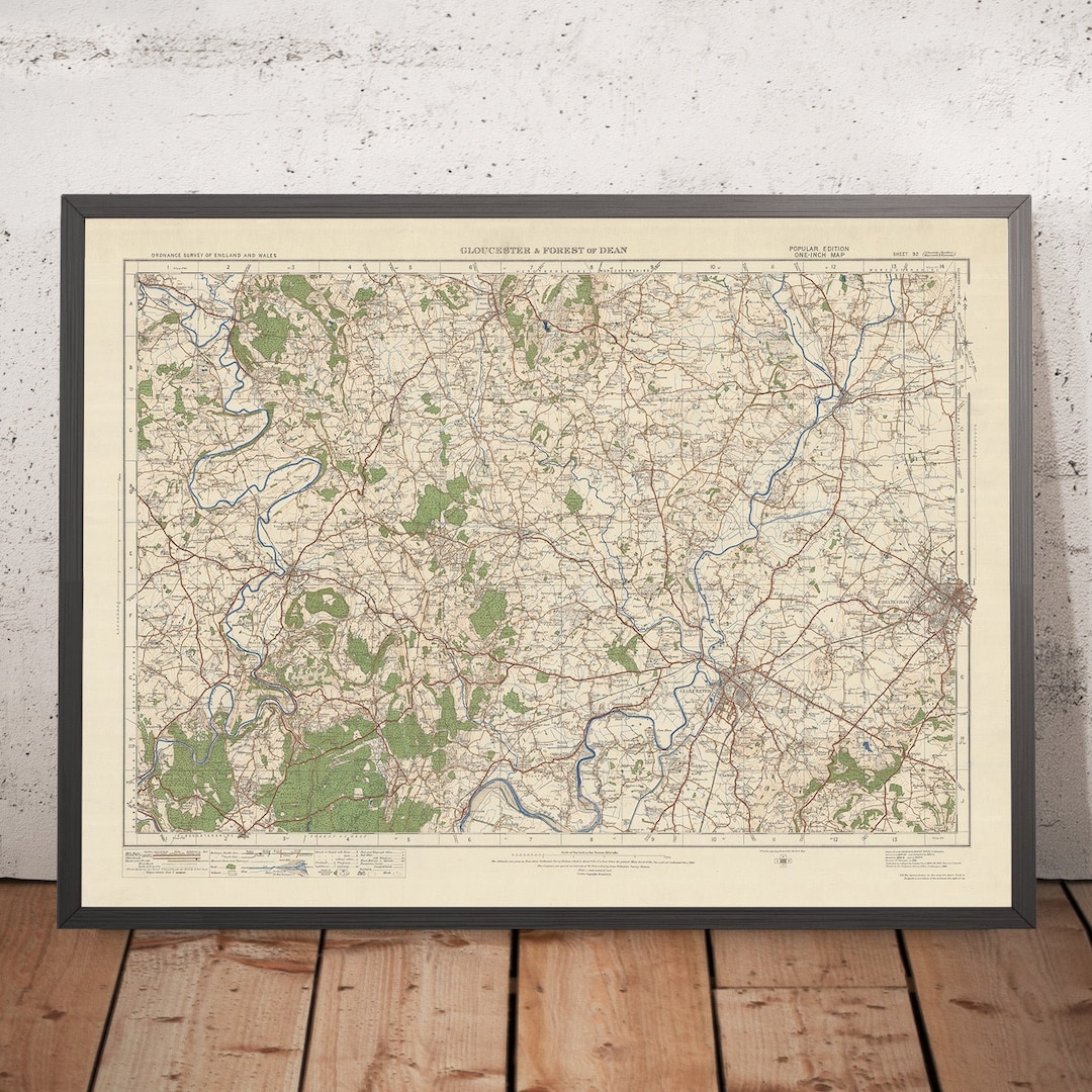 Old Ordnance Survey Map, Sheet 92 - Gloucester & Forest of Dean, 1925 ...