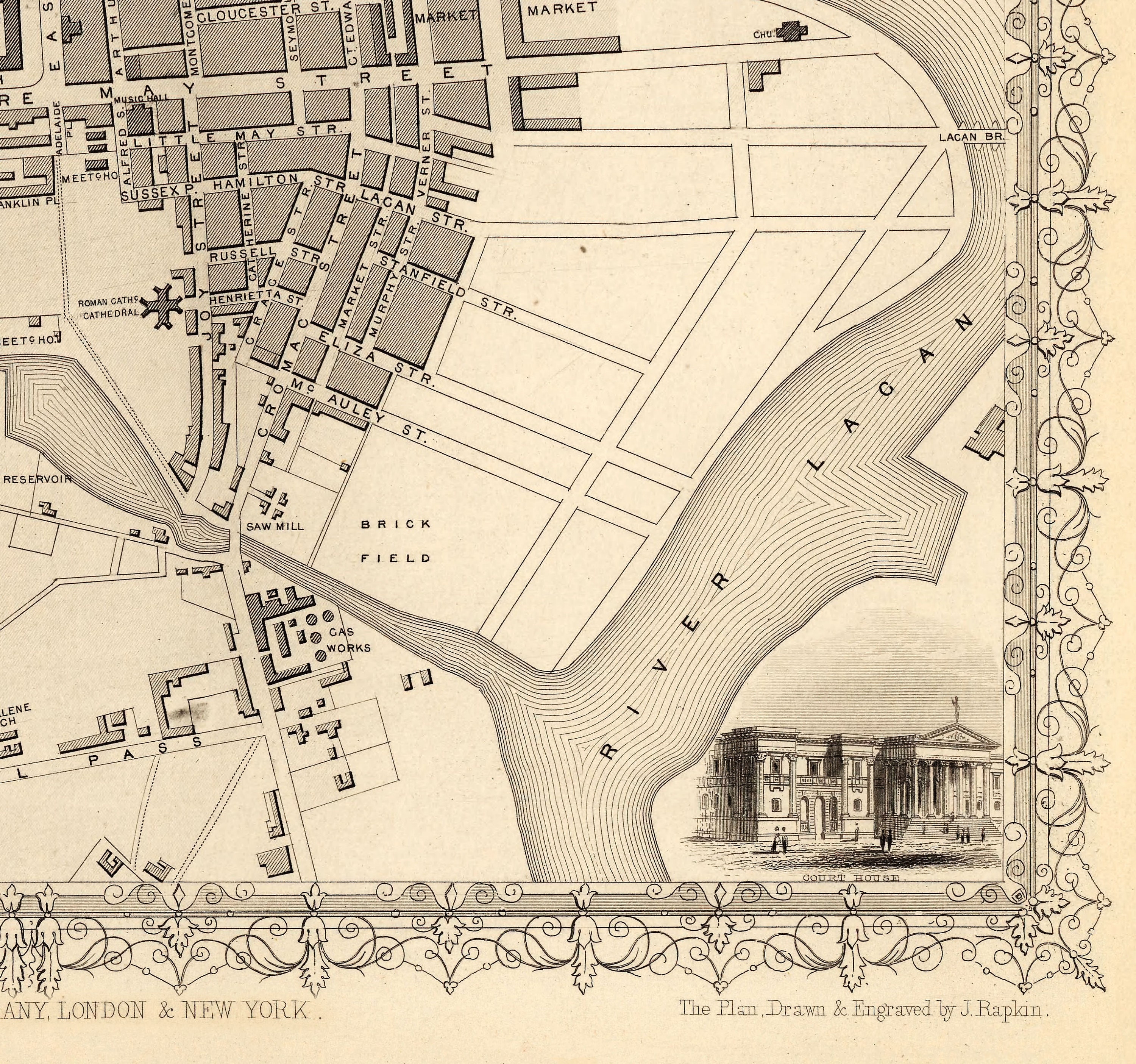 Old Map of Belfast, Ireland in 1851 by Tallis & Rapkin - Queens College ...