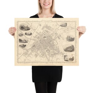 Old Map of York in 1851 by Tallis & Rapkin - City Centre, York Minster ...