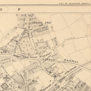 Old Map of North London in 1862 - Highgate, Hampstead Heath, Holloway ...