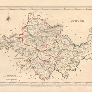 Old Map of County Tyrone by Samuel Lewis, 1844: Omagh, Strabane ...
