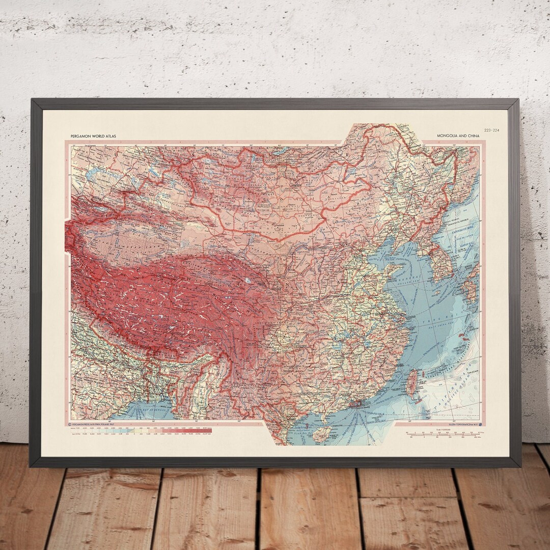 Old Map of Mongolia and China, 1967: Korea, Taiwan, Detailed Political ...