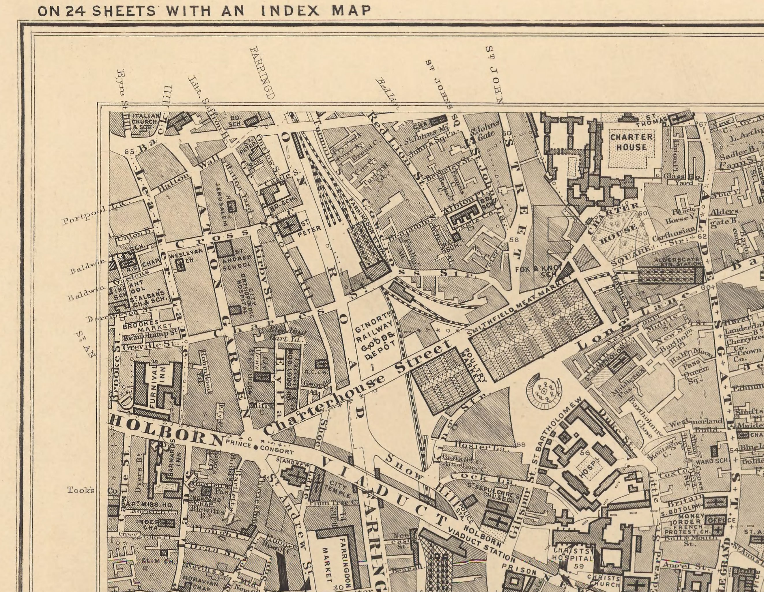 Old Map of City of London - London Bridge, St Pauls, Liverpool St, Bank ...