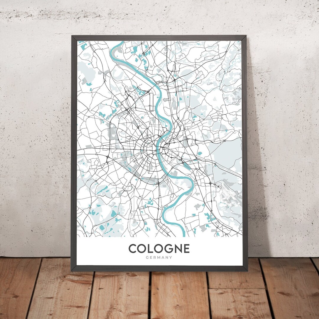 Modern City Map of Cologne, Germany: Cathedral, Triangle, Opera, Museum ...
