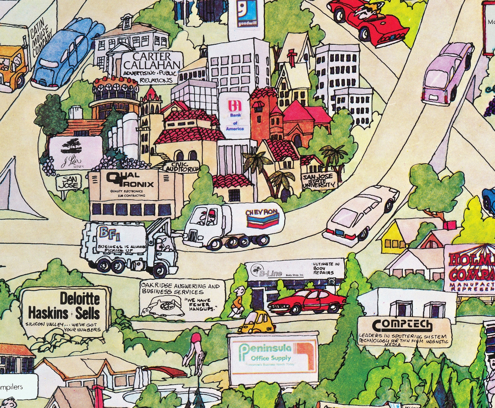 Rare Old Map of Silicon Valley 1985 Pictorial Chart of | Etsy