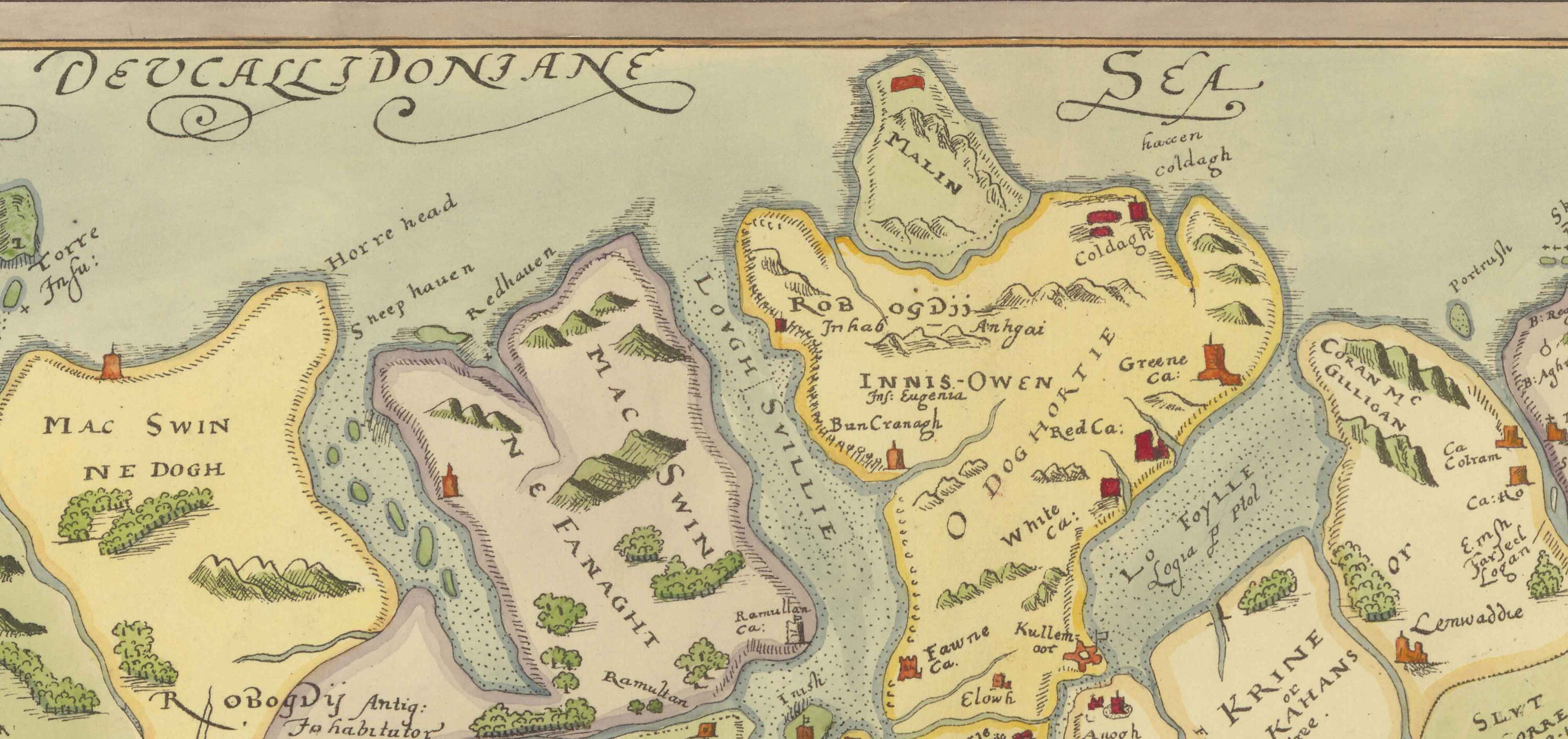 Old Map of Ulster, Northern Ireland, 1609 - Richard Bartlett, Derry ...