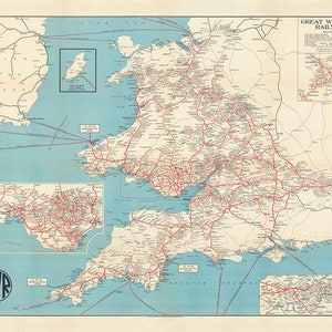 Old Map of Great Western Railway, 1950 - Pre-beeching Cuts GWR - Main ...