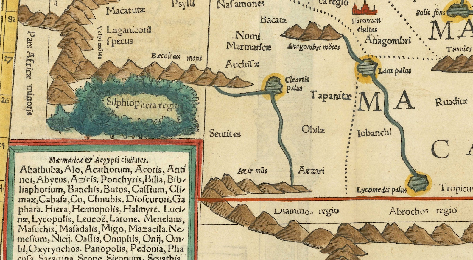 Old Historical Map of North Africa in 1545 by Sebastian Munster ...