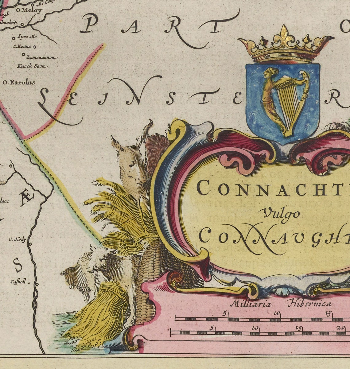 Old Map of Connacht, Ireland in 1665 by Joan Blaeu - Galway, Sligo ...
