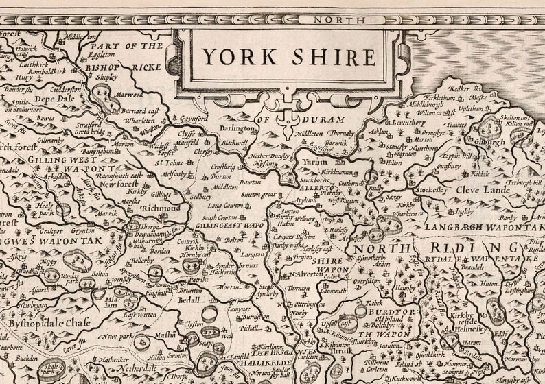 Old Map of Yorkshire in 1611 by John Speed - Hull, York, Middlesbrough ...