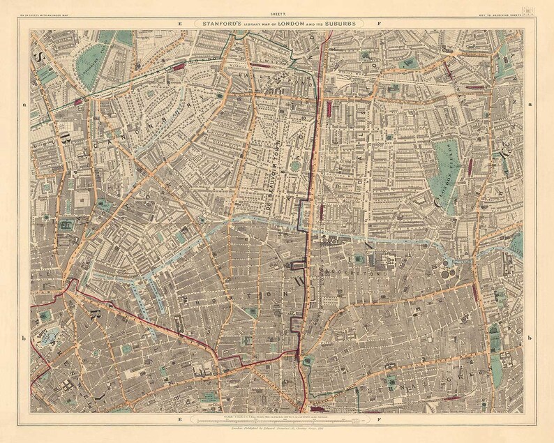 Old Map of East London, 1891- Hoxton, Haggerston, Dalston, Hackney ...