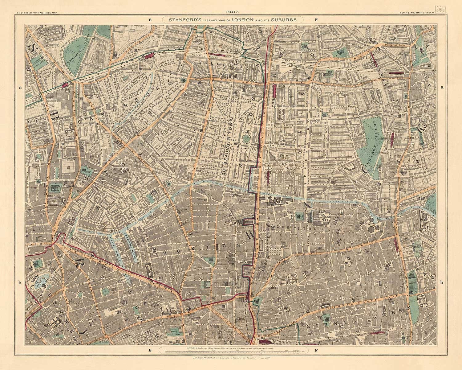 Old Map of East London, 1891- Hoxton, Haggerston, Dalston, Hackney ...
