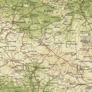 Old OS Map of Dorset by Bartholomew, 1901: Weymouth, Taunton, Yeovil ...