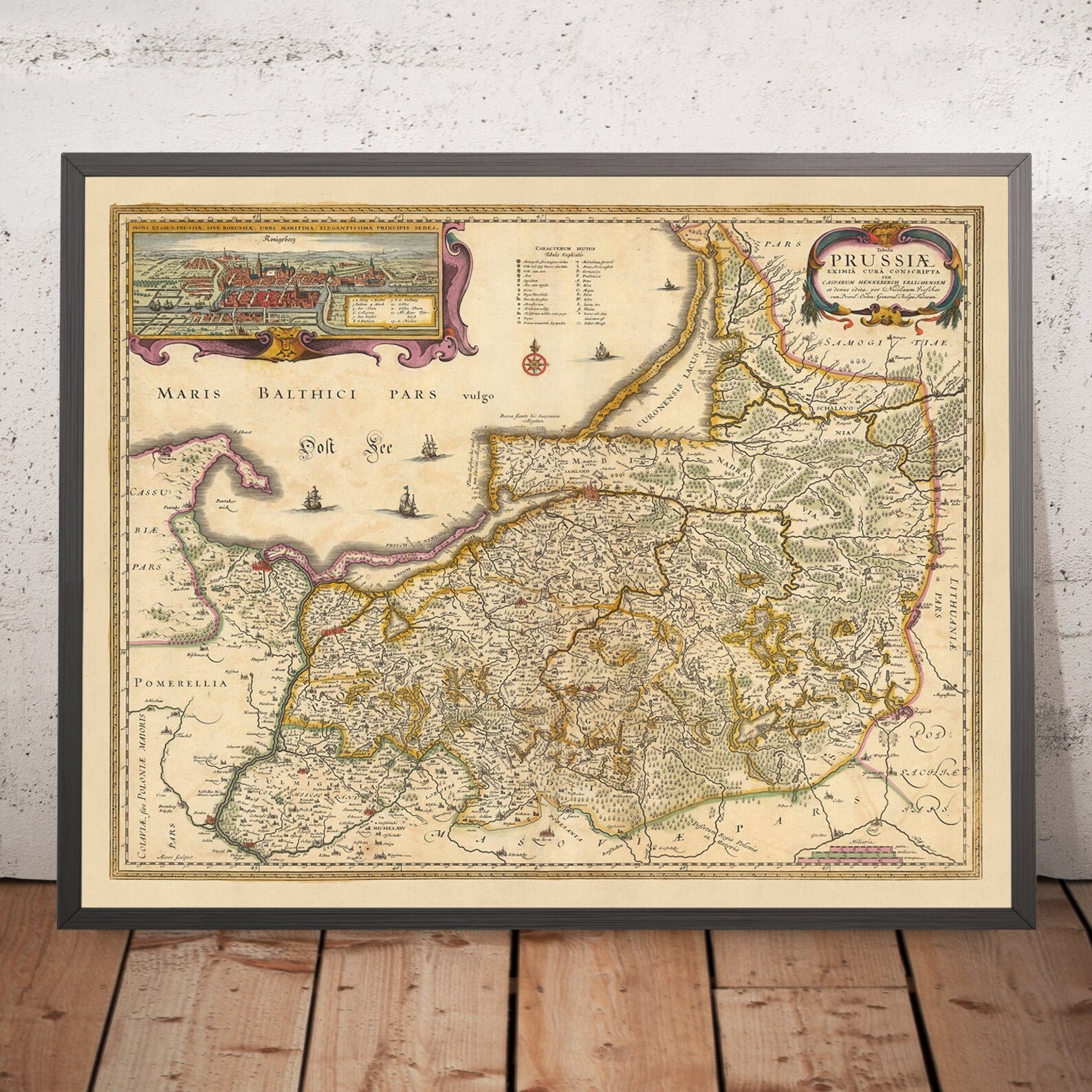 Old Map of Prussia by Visscher, 1690: Gdańsk, Elbląg, Klaipėda ...