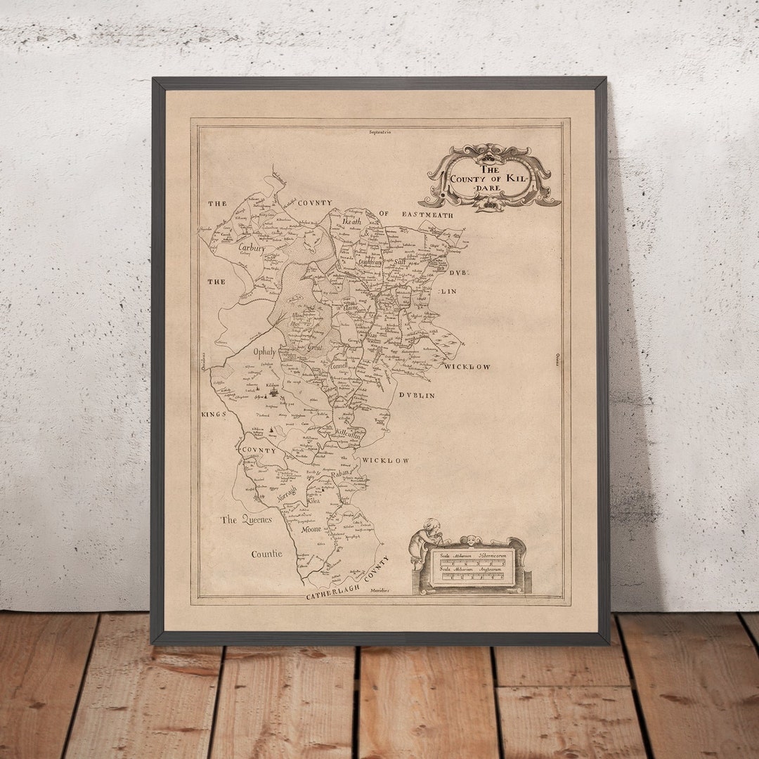 Old Map of County Kildare by Petty, 1685: Kildare, Naas, Maynooth ...