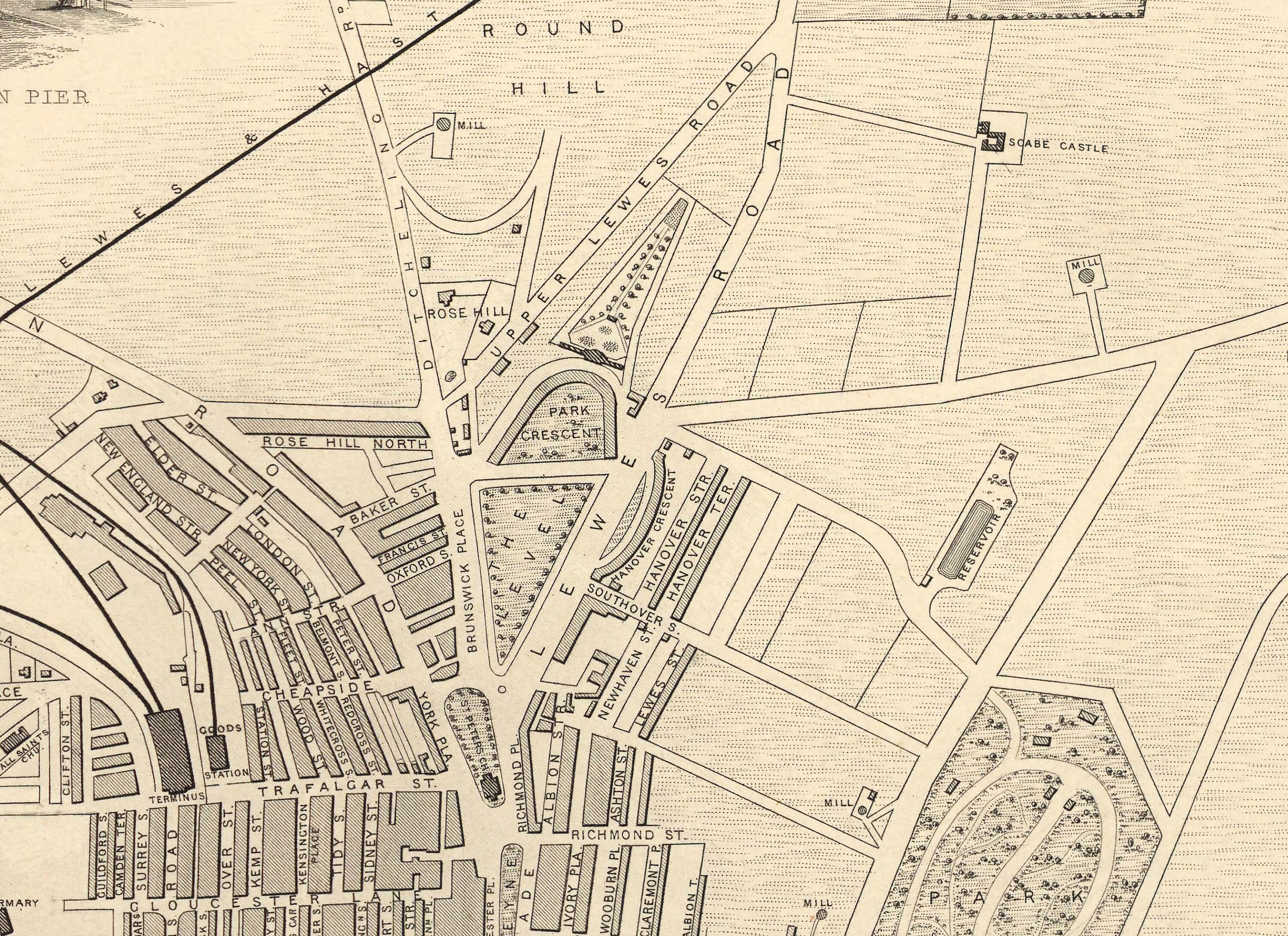 Old Map of Brighton in 1851 by J. & F. Tallis Lanes Pier - Etsy UK