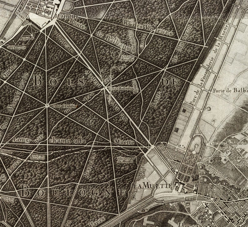 Rare Old Map of Paris, 1795 by Roussel - Louvre, Invalides, Champs ...