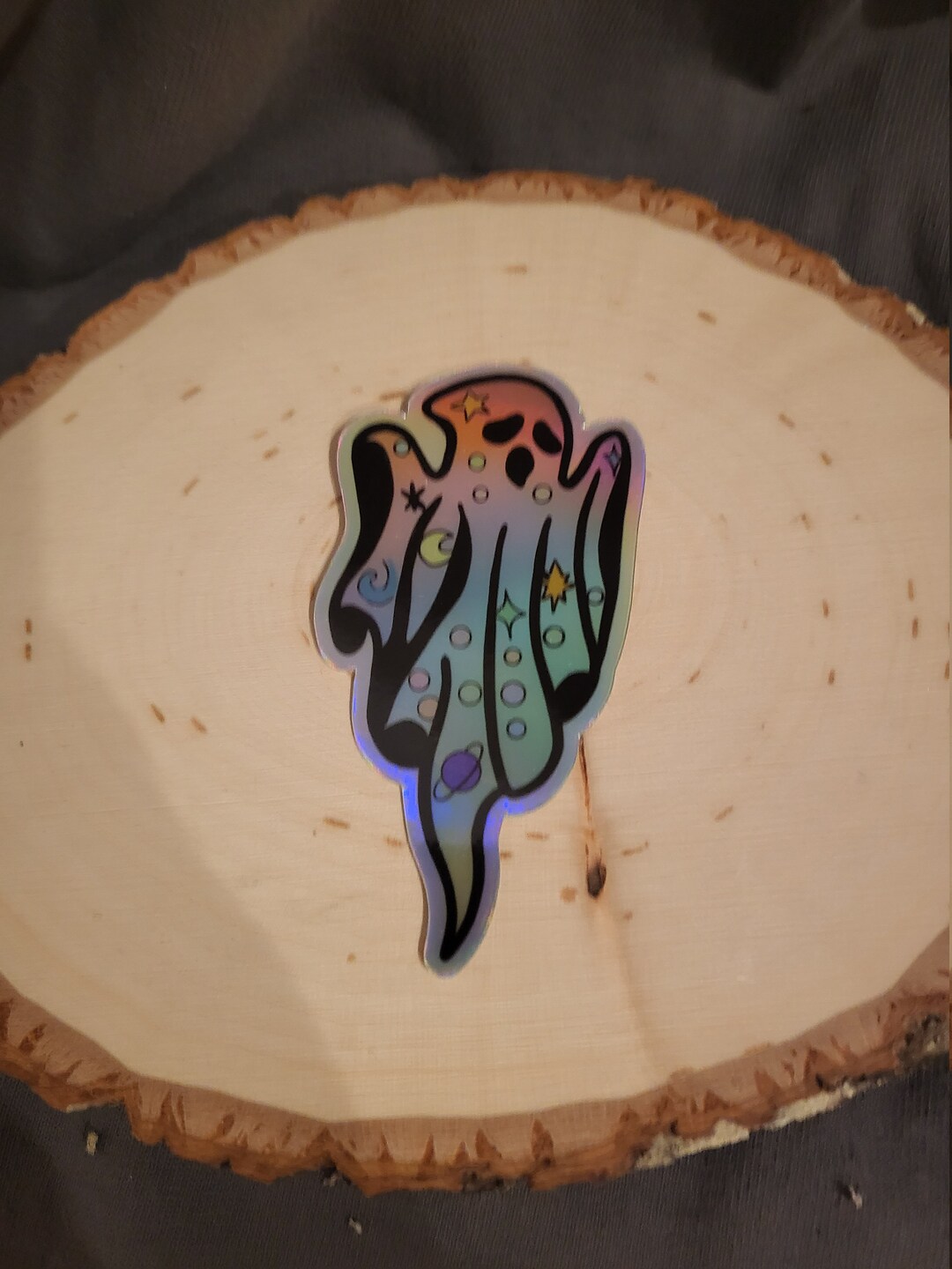 Holographic Ghost Vinyl Sticker | Cute Stickers, Kawaii Stickers, Ghost ...