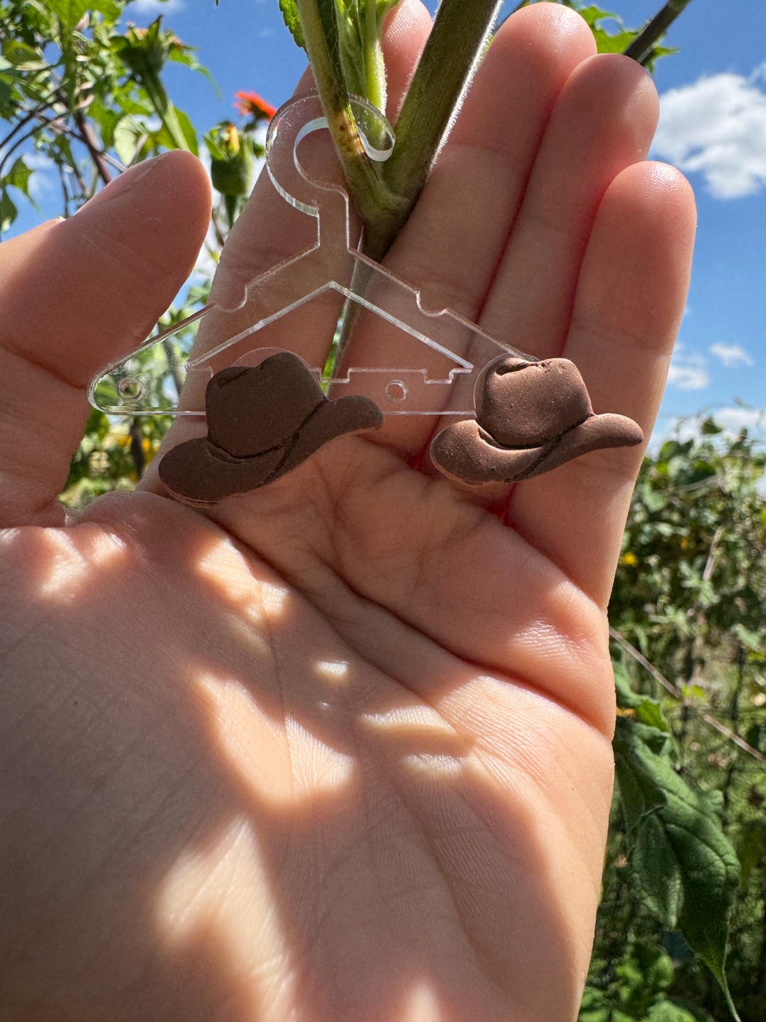 Handmade Brown Polymer Clay Cowboy Hat Earrings I Unique, Rodeo, Rodeo ...