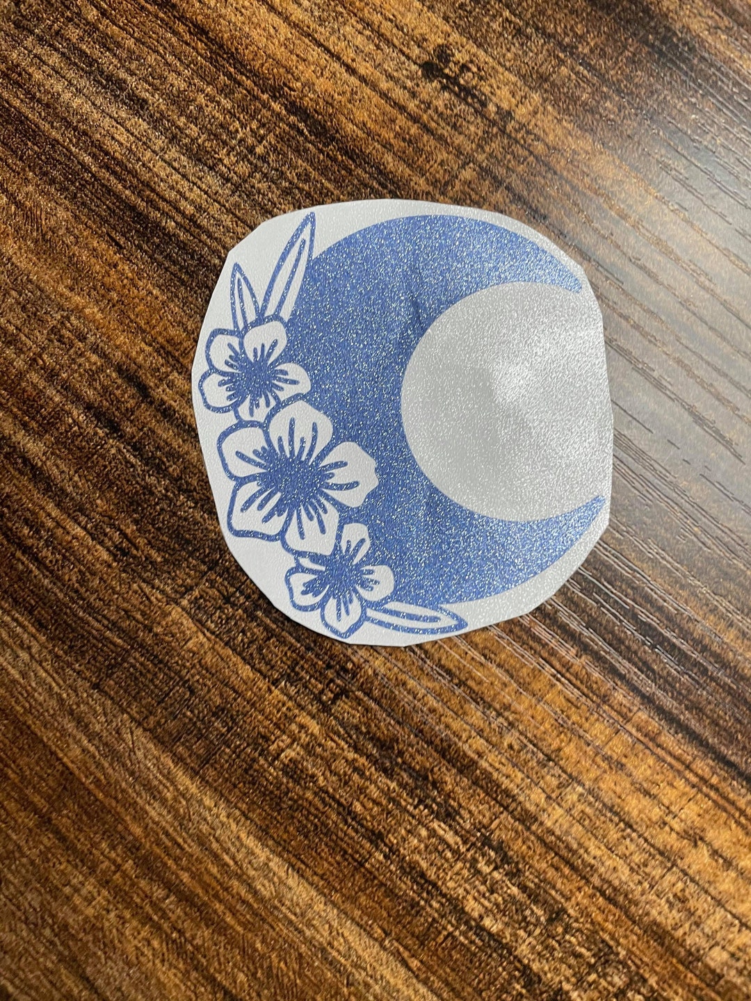Crescent Moon With Flowers Vinyl Decal | Sticker, Vinyl Sticker ...