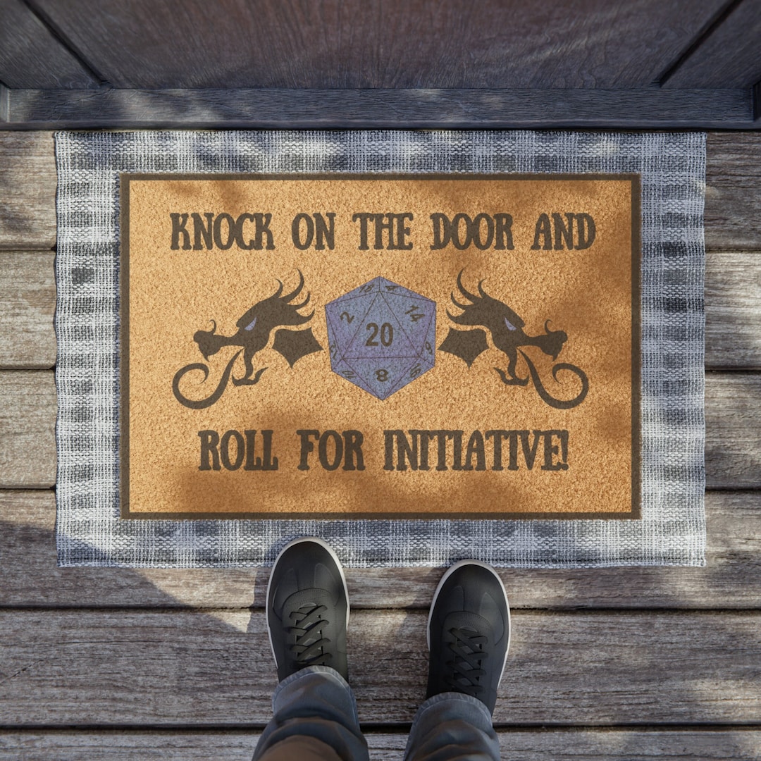 Knock on the Door and Roll for Initiative With Dragons Fun Outdoor Coir ...