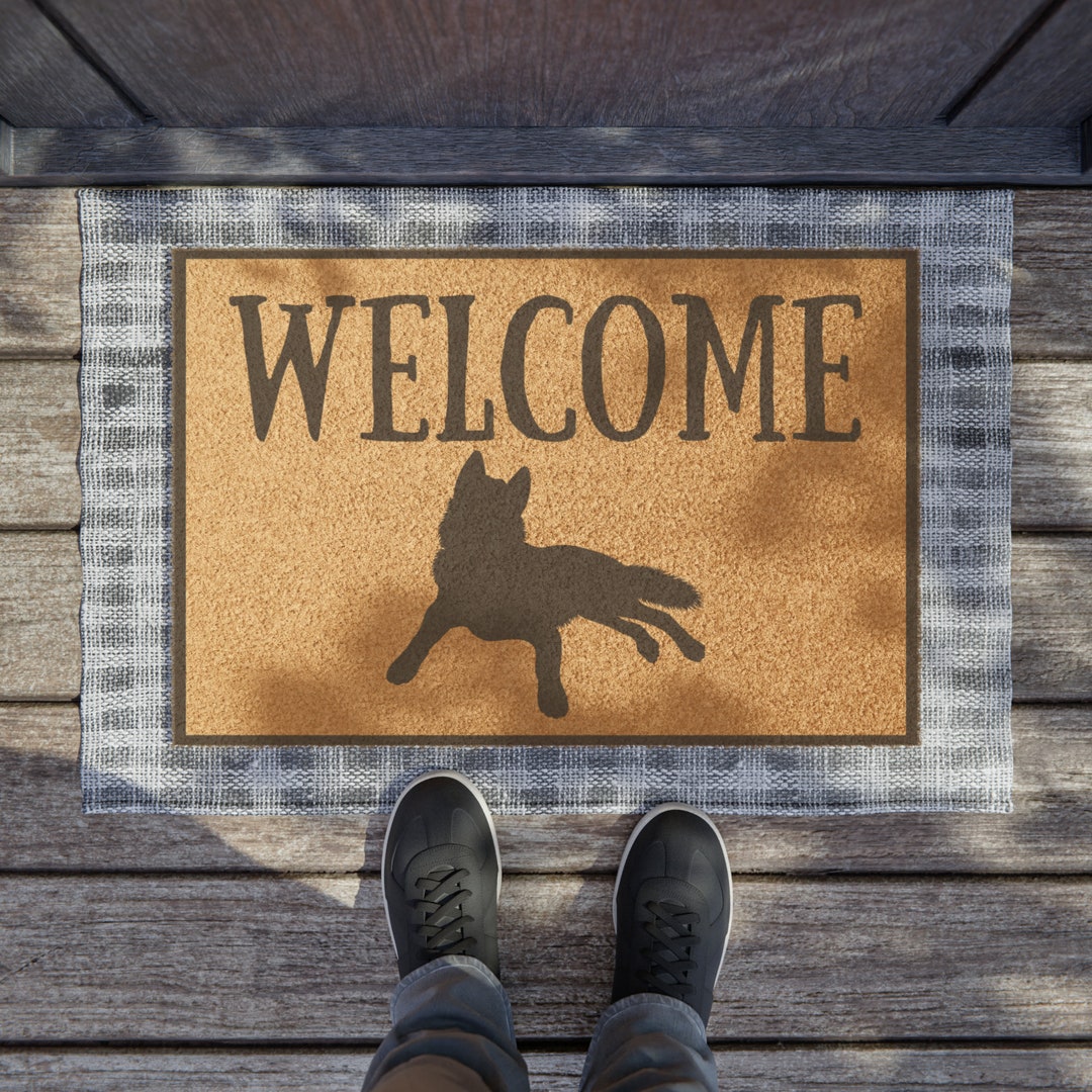 Welcome Mat With Siberian Husky Dog Silhouette Outdoor Decor Patio ...