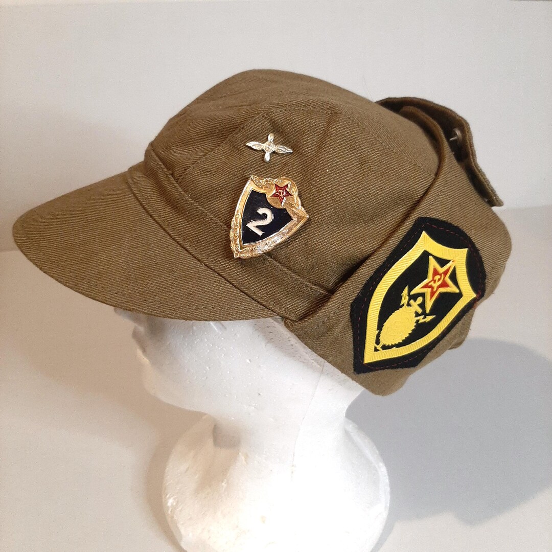 Vintage 1985 USSR Soviet Union Russian Military Hat With 8 Pins and 2 ...