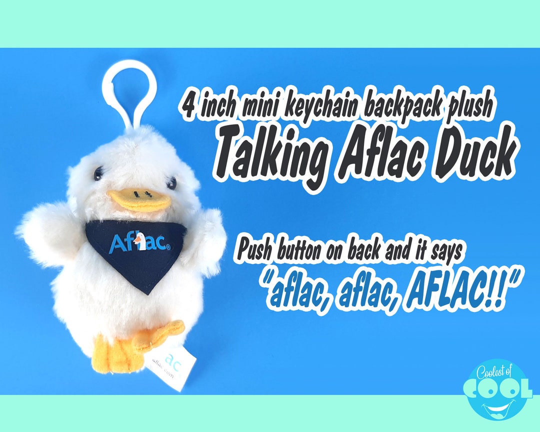 Aflac Talking Duck Mini Plush Keychain Backpack Clip on Zipper Pull 4 ...