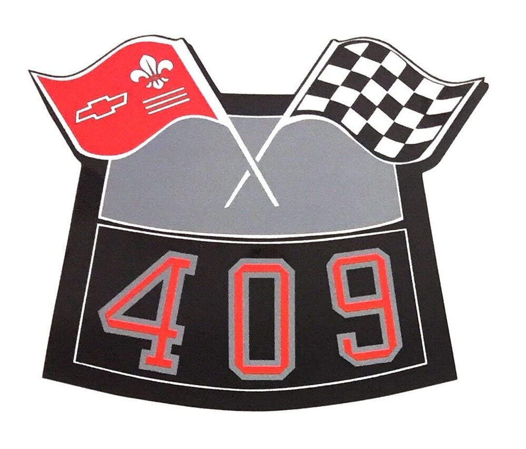 409 Flags Decal - Chrome Air Cleaner Decal - Chevy - Camaro - Chevelle ...