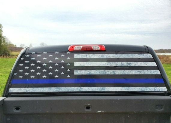Truck Rear Window Decal Thin Blue Line Police Cops USA | Etsy