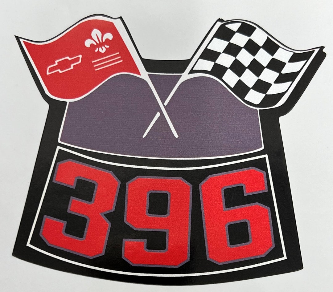 396 Flags Chrome Air Cleaner Decal for Chevy Corvette Chevelle Camaro ...
