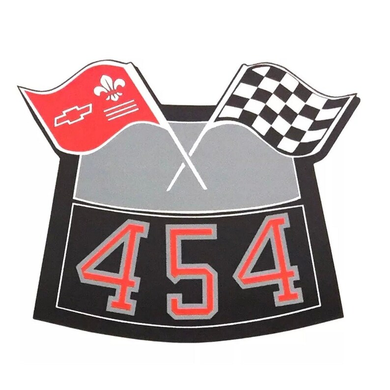 454 Flags Decal - Chrome Air Cleaner Decal - Chevy - Camaro - Chevelle ...