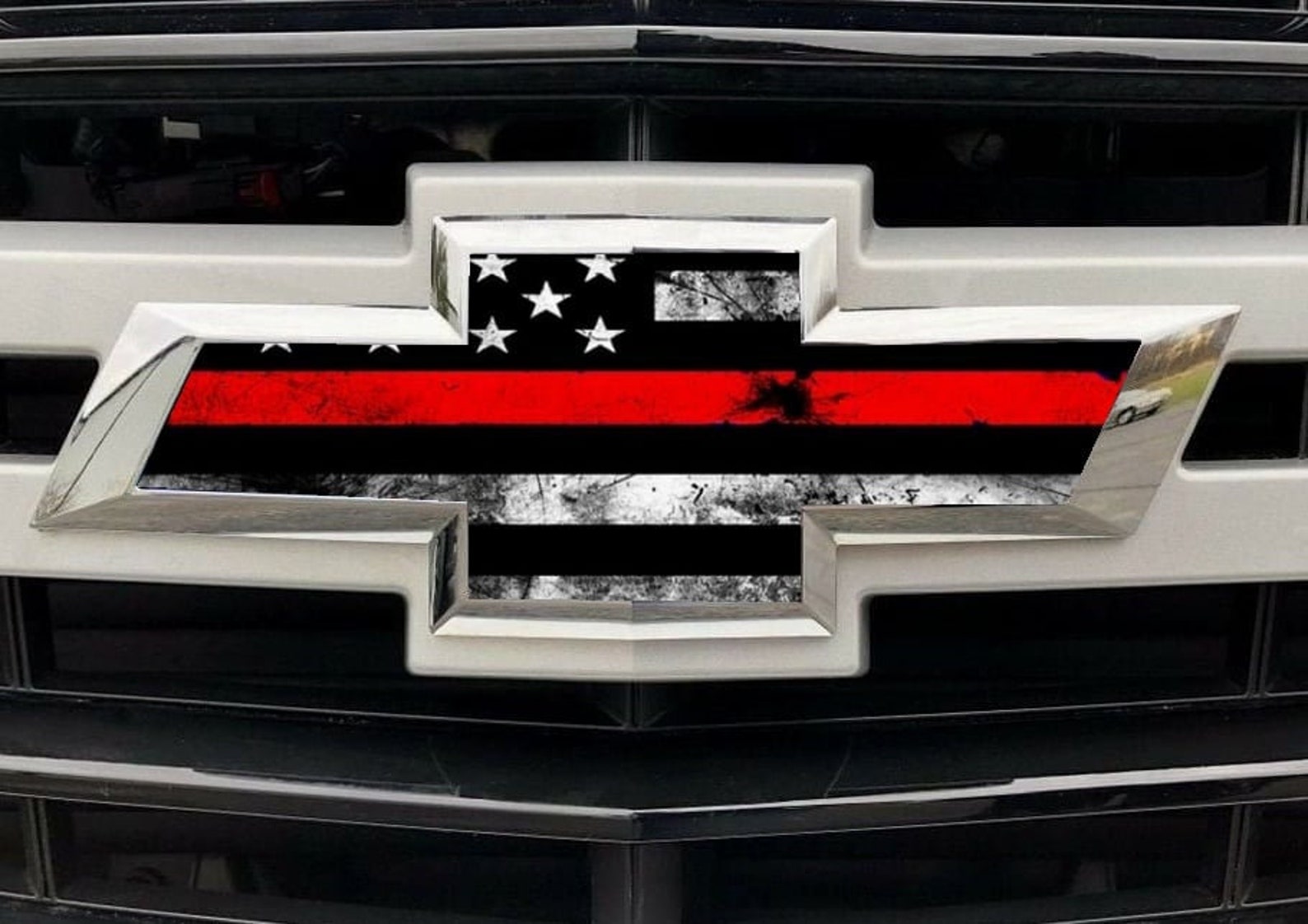 For Chevy Silverado/tahoe Emblem Bowtie American Flag Thin RED | Etsy
