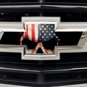 Fits Chevy Tahoe Silverado Emblem Bowtie Patriotic Skull Overlay Decals Stickers Etsy