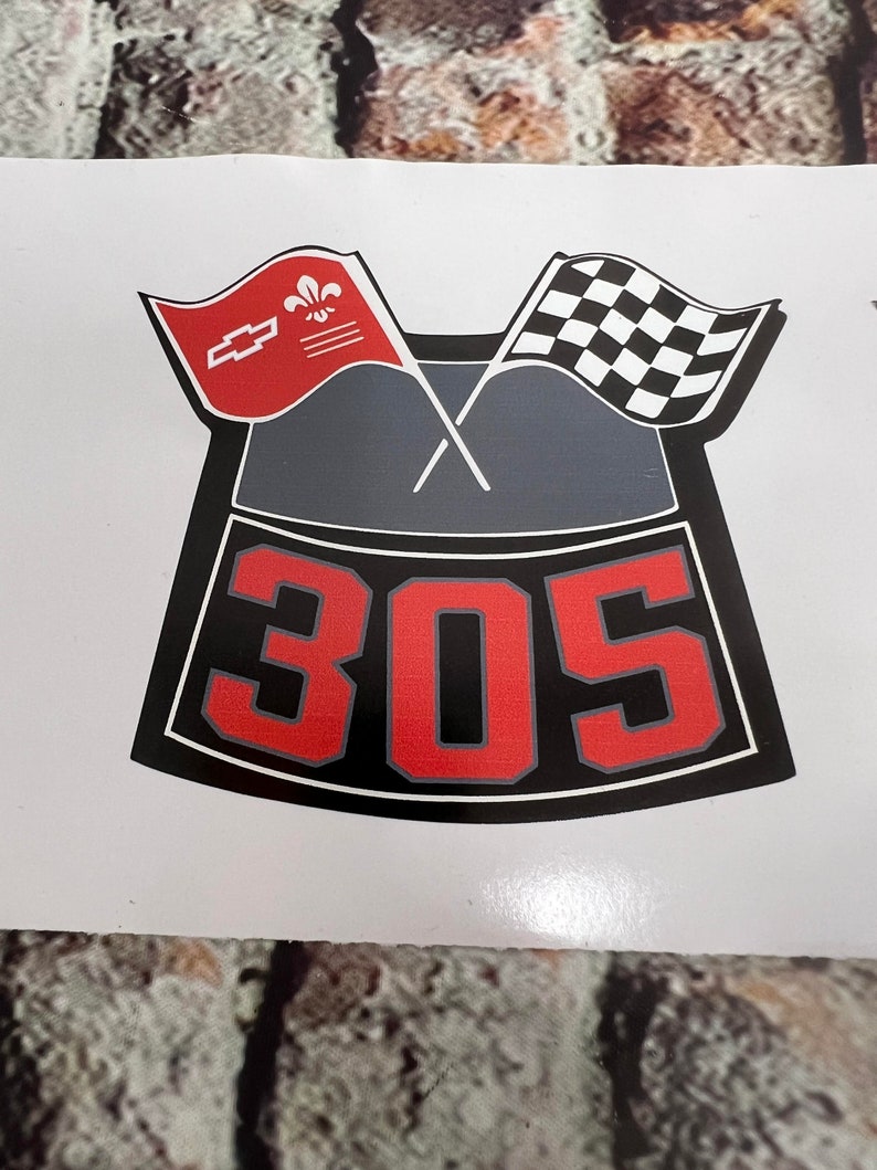305 Flags Chrome Air Cleaner Decal for Camaro, Trans Am, GTA, Firebird ...