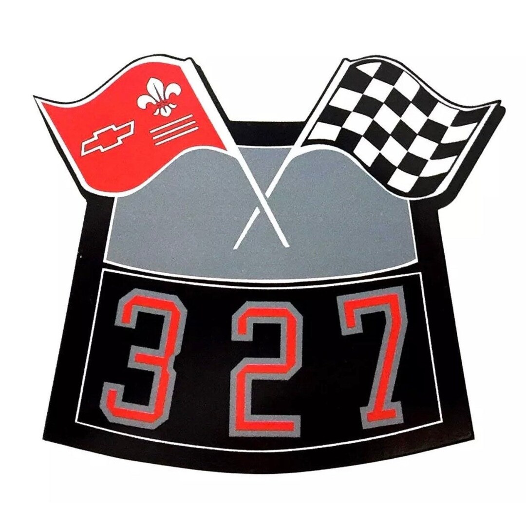 327 Flags Decal - Chrome Air Cleaner Decal - Chevy - Camaro - Chevelle ...