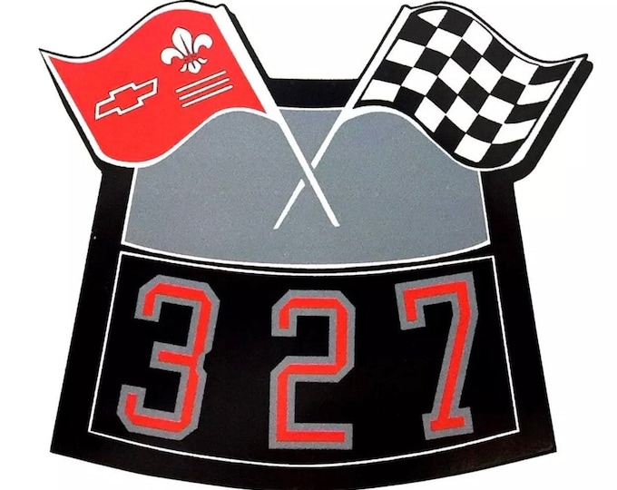 327 Flags Decal Chrome Air Cleaner Decal Chevy Camaro Chevelle Nova ...