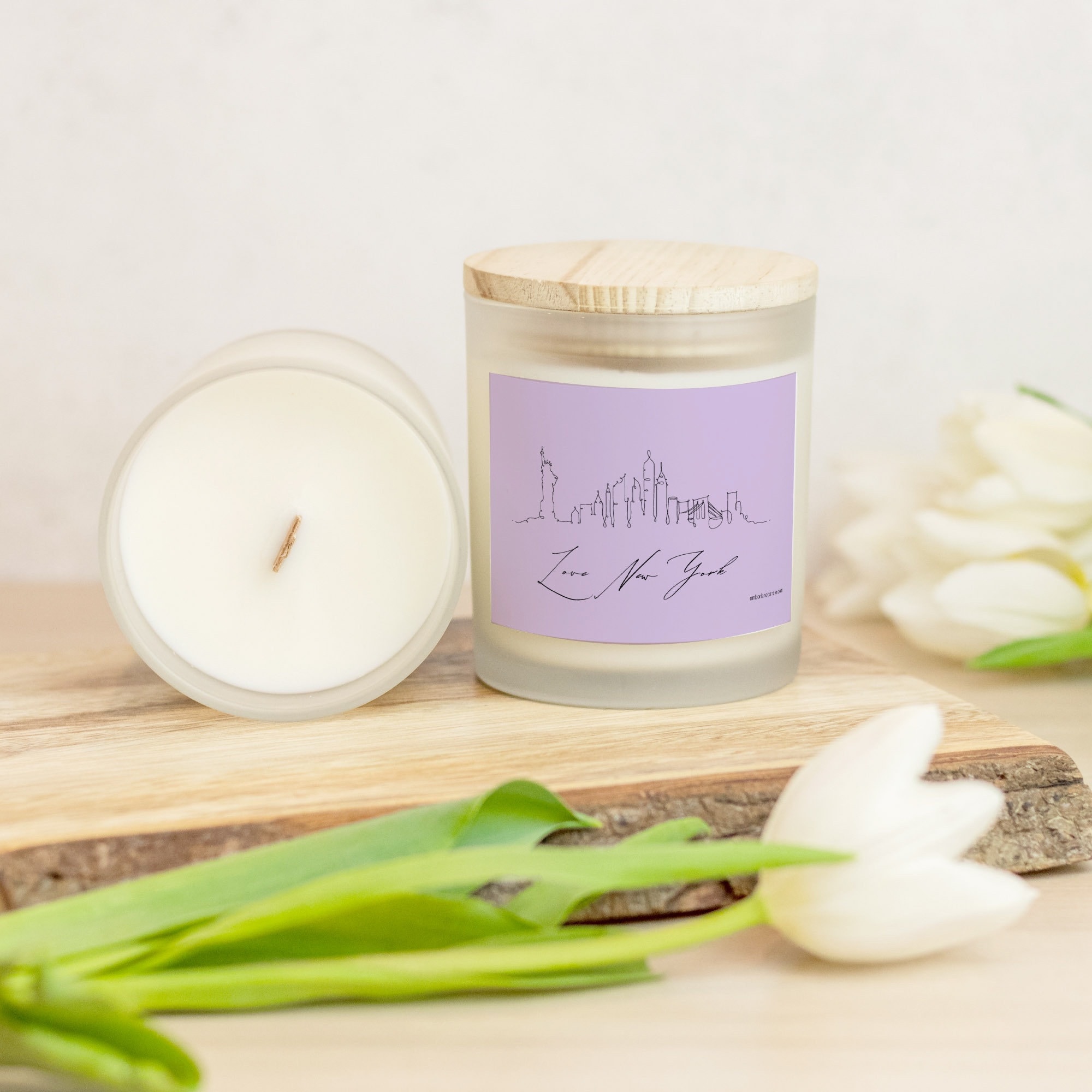 New York City Skyline Lineart Hand-drawn Candle Wood Wick, Natural ...
