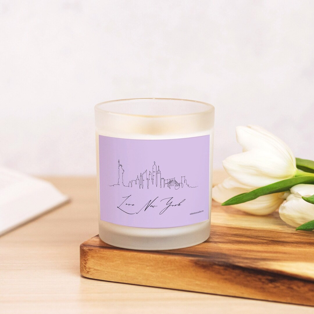 New York City Skyline Lineart Hand-drawn Candle Wood Wick, Natural ...