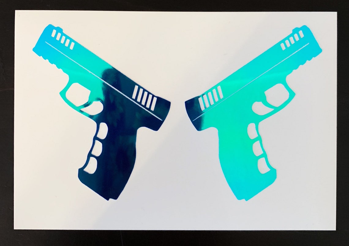 Double Handgun Decal Gun Sticker Guns Decal Holographic | Etsy