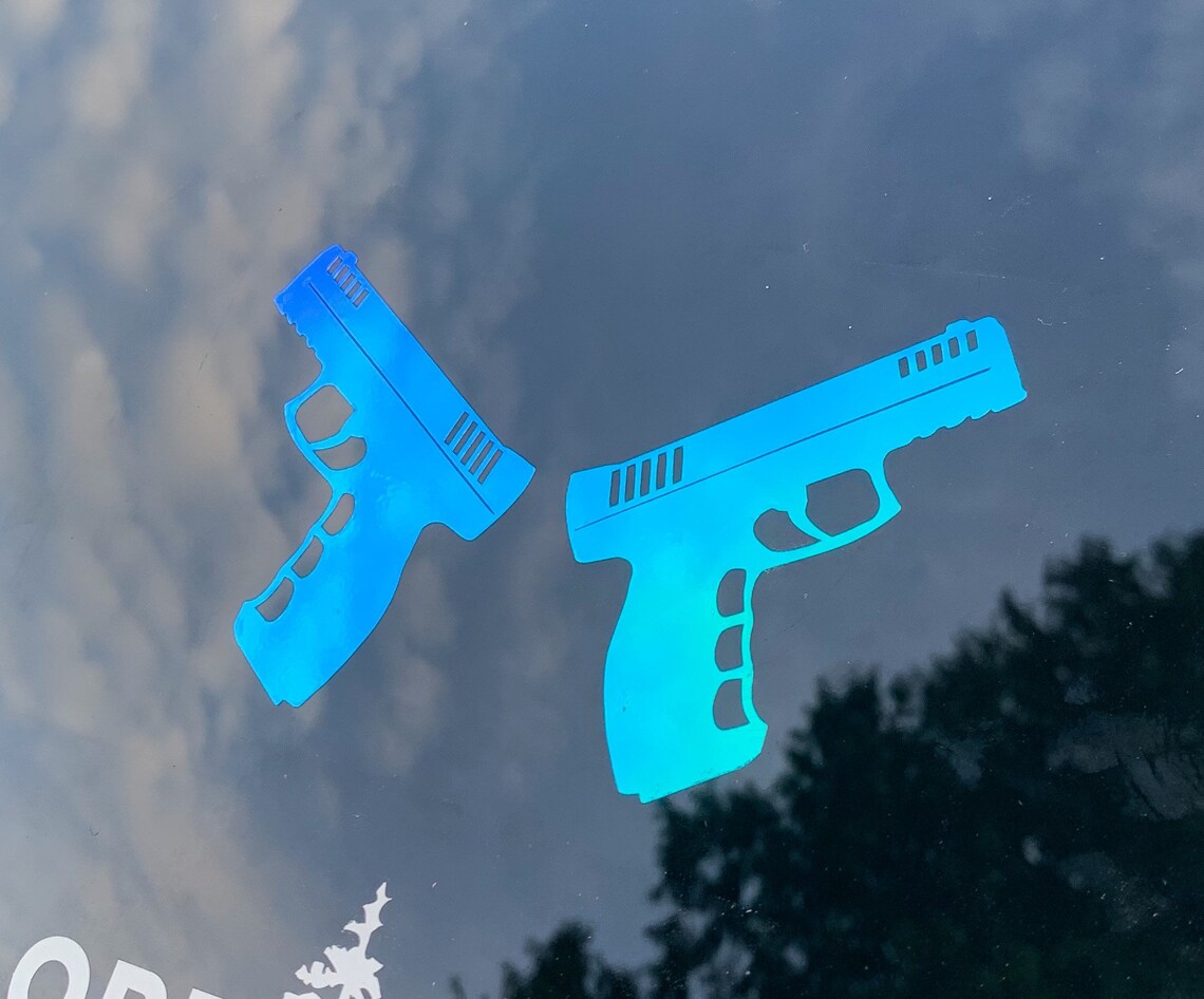 Double Handgun Decal Gun Sticker Guns Decal Holographic | Etsy