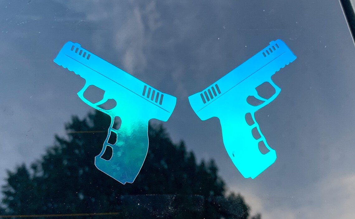 Double Handgun Decal Gun Sticker Guns Decal Holographic | Etsy