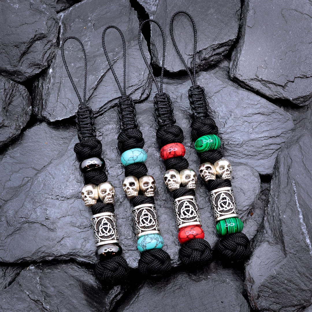 Paracord Knife Lanyard EDC, Celtic Knot Bead, Skull Beads, Semi ...