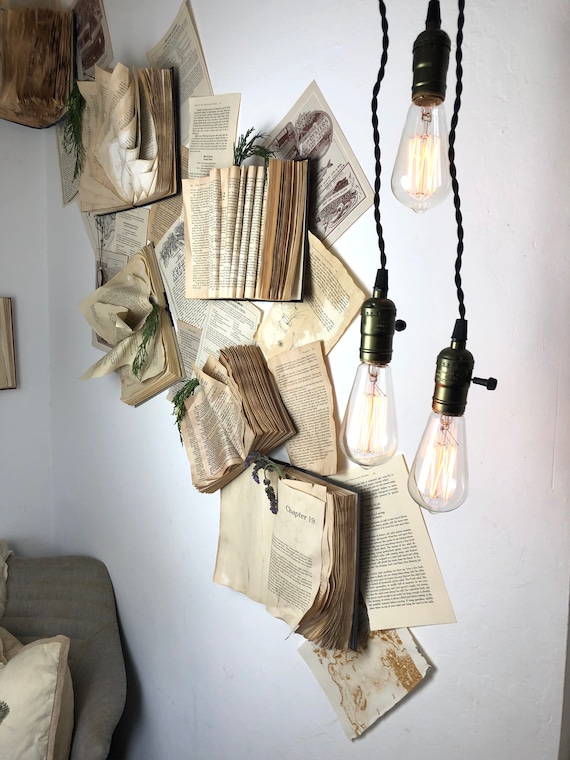 Custom Five Book Hanging Vintage Book Art Collection/ Varying - Etsy