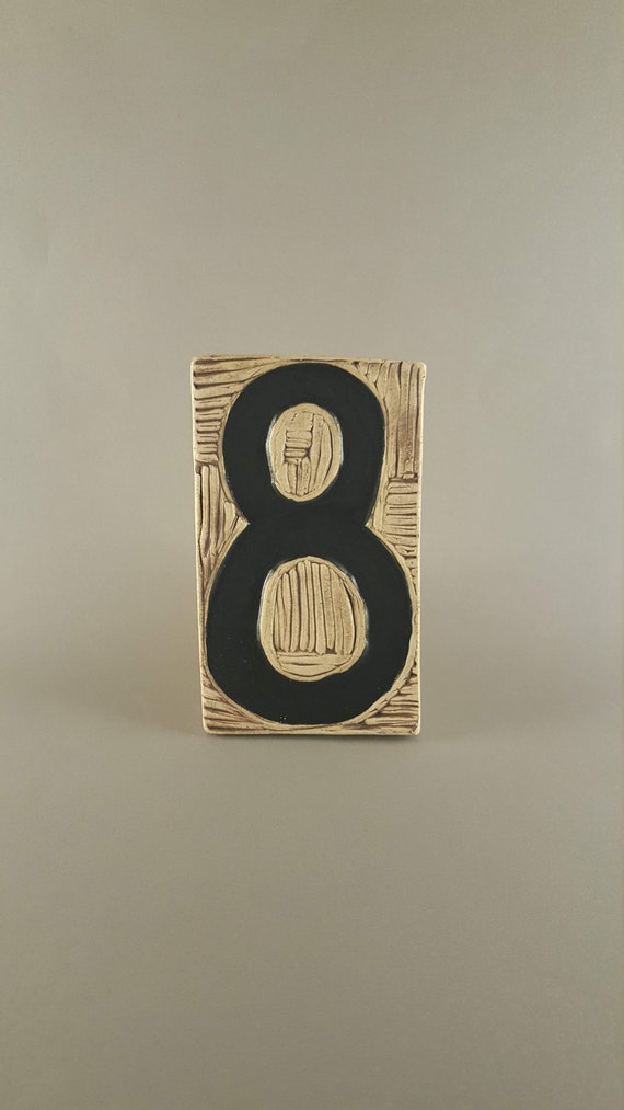 Textured Number Eight Tile | Etsy