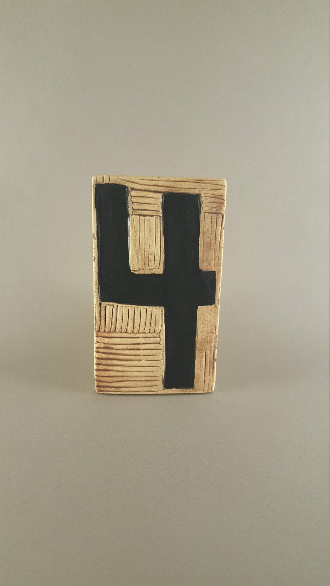Textured Number Four Tile - Etsy