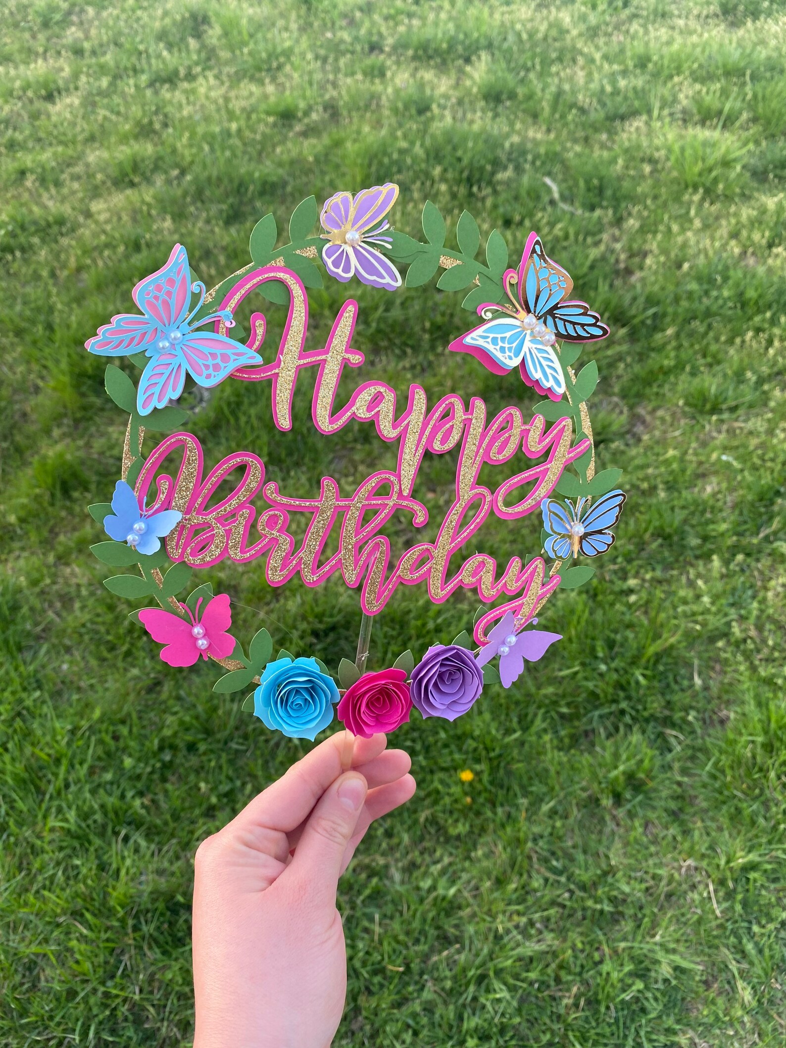 Butterfly Cake Topper/floral and Butterflies Topper/butterflies Cake ...