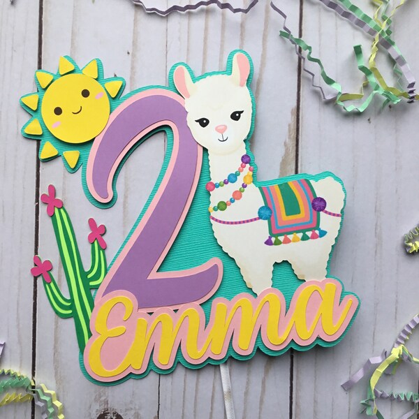 Llama and Cactus Cake Topper - Etsy