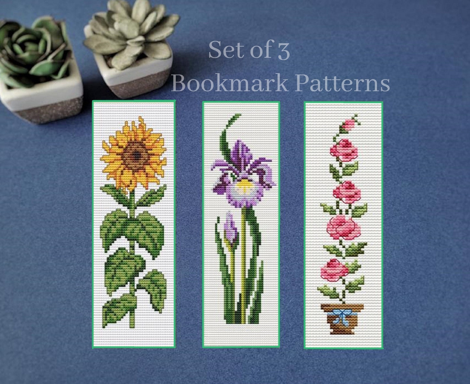 Floral Cross Stitch Bookmark Pattern Sunflower Cross Stitch - Etsy