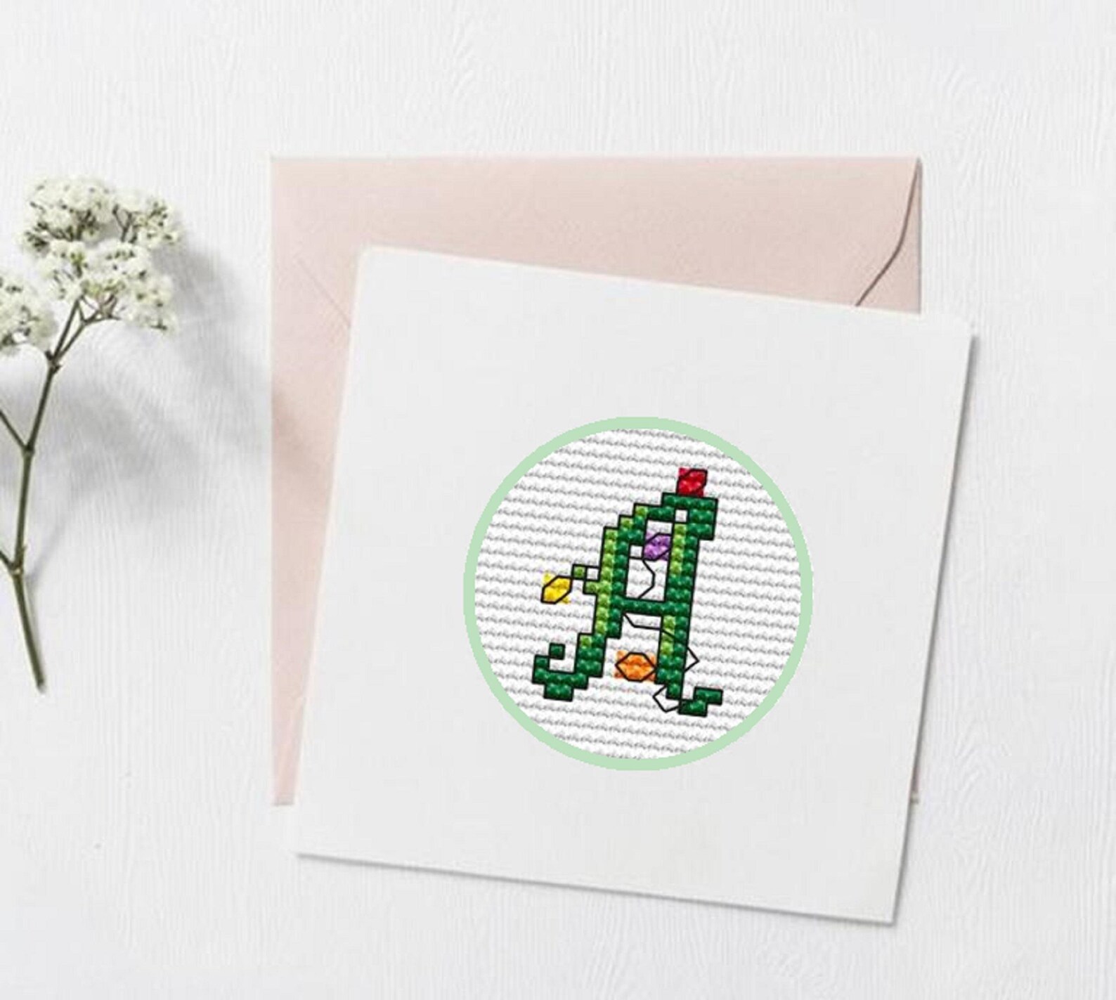 Christmas Monogram Cross Stitch Pattern With Cursive Alphabet Chart for ...